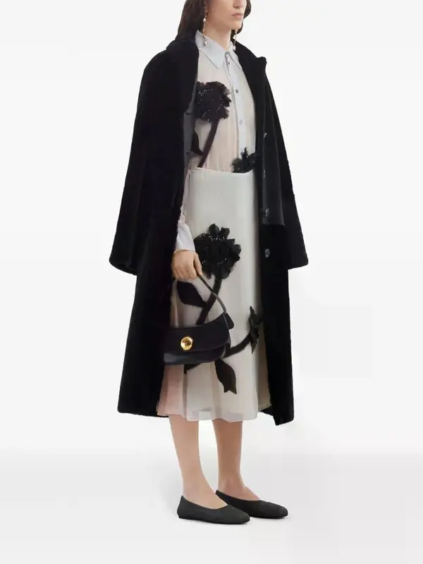 Marni Floral Appliqué Silk Midi Skirt