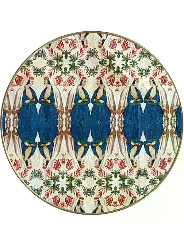 LES-OTTOMANS Patch Nyc Circular Tray - Blue
