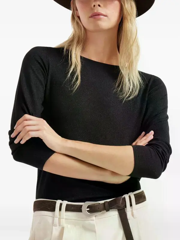 Brunello Cucinelli Cashmere-blend Boat-neck Jumper - Black