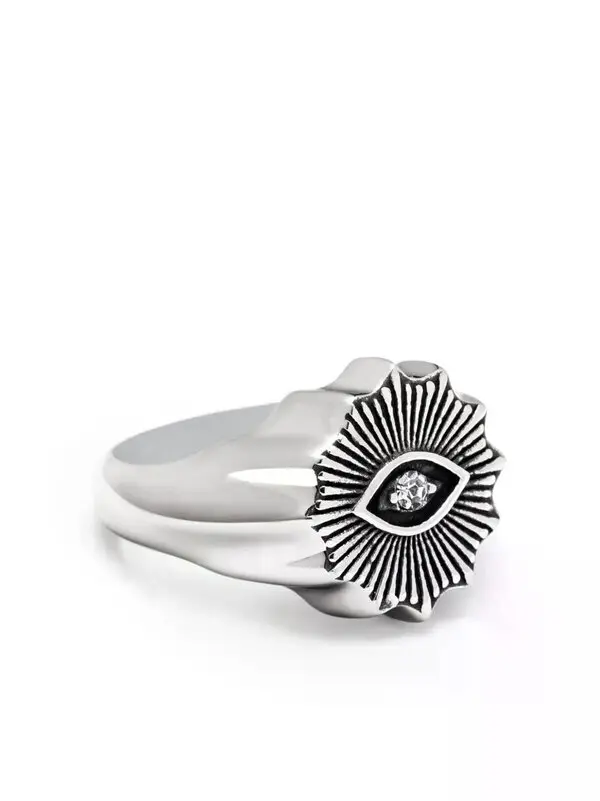 NIALAYA JEWELRY Evil Eye Crystal Ring - Silver