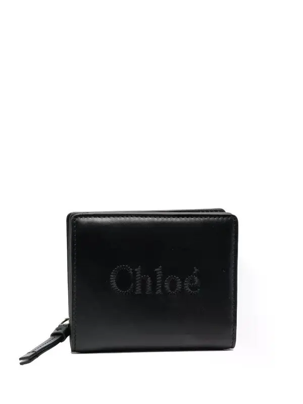 Chloé Sense Logo-embroidered Leather Wallet - Black