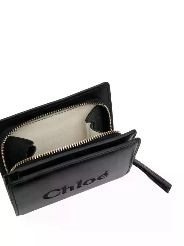 Chloé Sense Logo-embroidered Leather Wallet