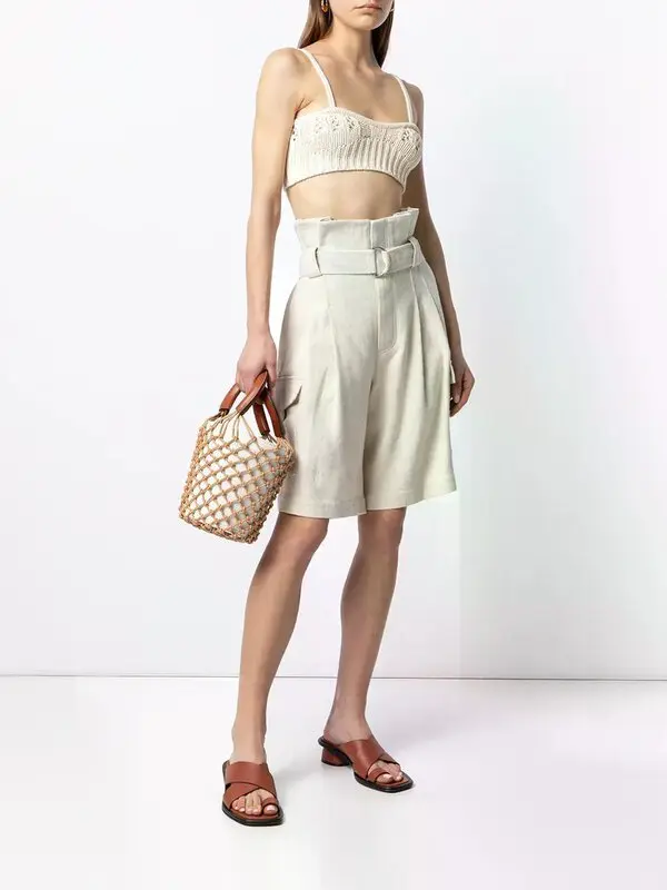 Goen.j Belted Paperbag-waist Bermuda Shorts