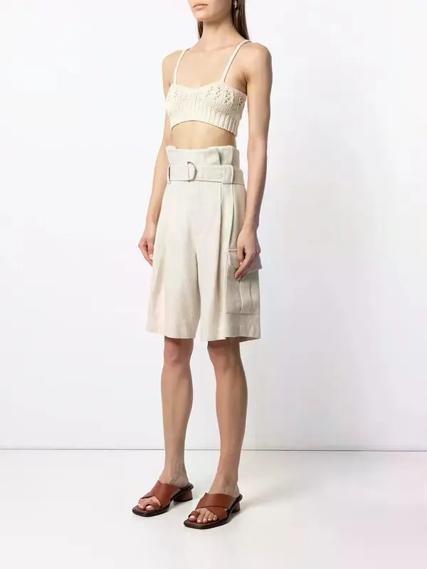 Goen.j Belted Paperbag-waist Bermuda Shorts