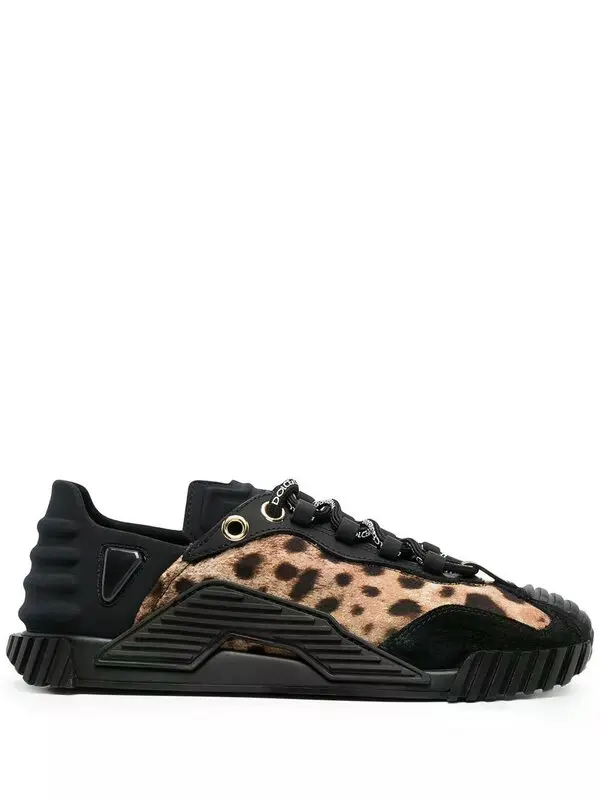 Dolce & Gabbana Leopard Panel Low-top Sneakers - Brown