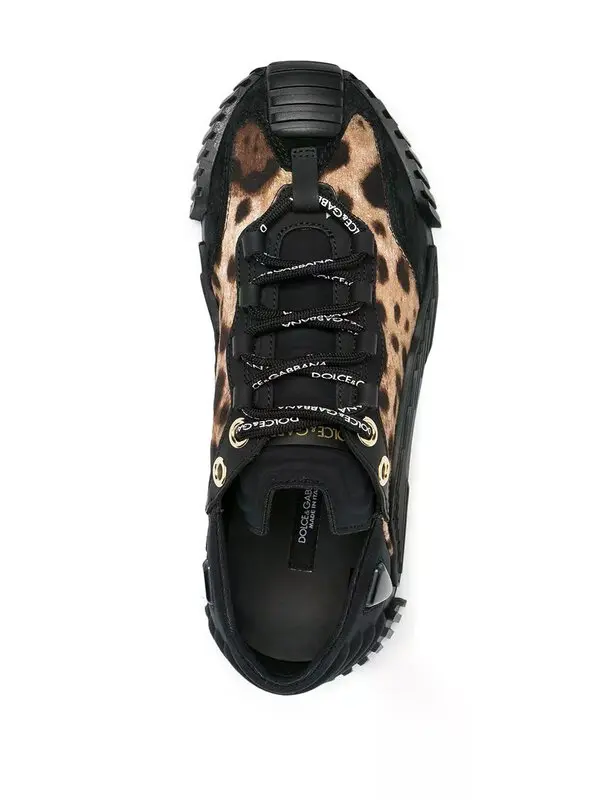 Dolce & Gabbana Leopard Panel Low-top Sneakers - Brown