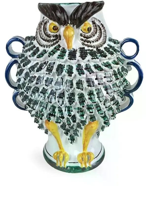 LES-OTTOMANS Owl Porcelain Vase - Black