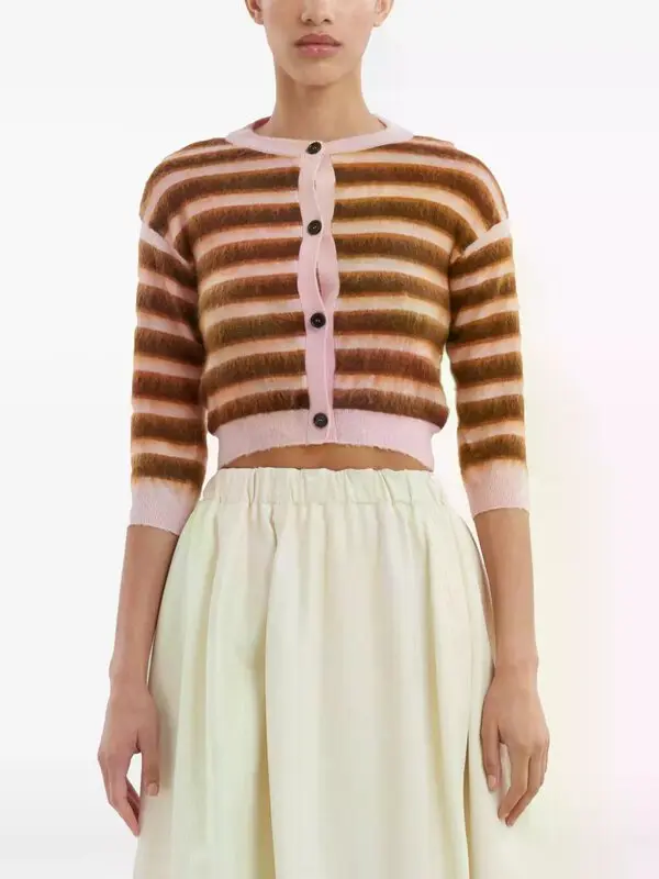 Marni Striped Brushed Wool Cardigan