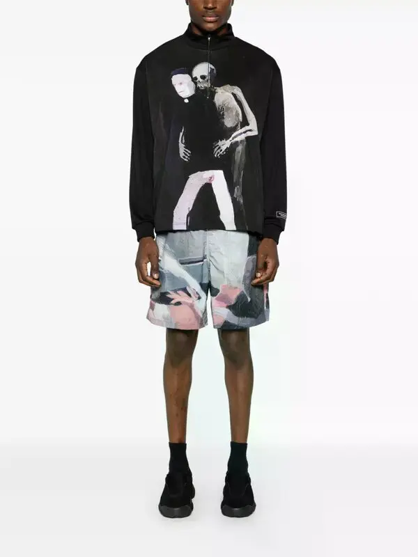 Undercover Paint-print Crinkled Track Shorts