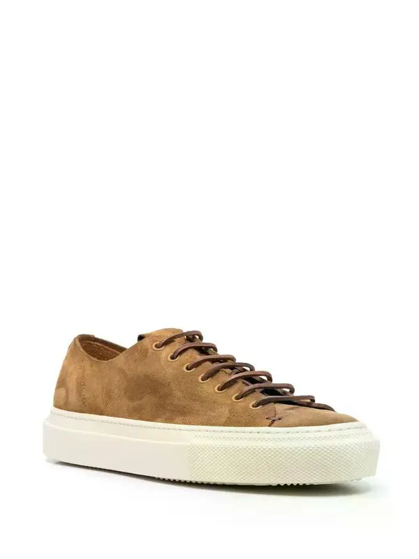 BUTTERO® Low-top Calf Leather And Suede Sneakers With Contrasting Sole