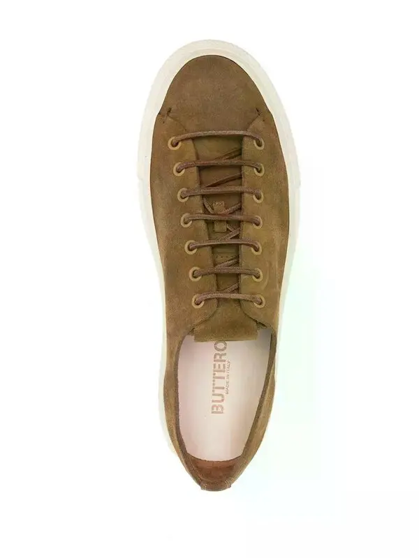 BUTTERO® Low-top Calf Leather And Suede Sneakers With Contrasting Sole