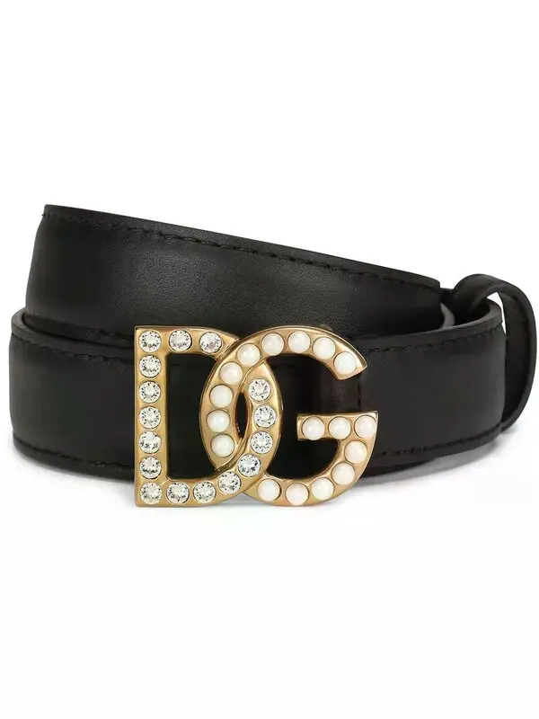Dolce & Gabbana Logo-embellished Leather Belt - Black