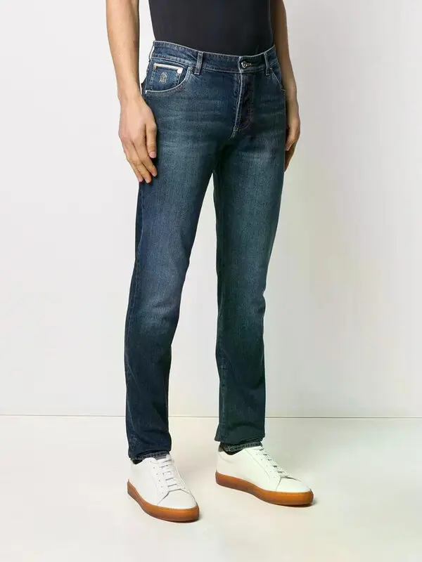 Brunello Cucinelli Slim-fit Stonewashed Jeans - Blue