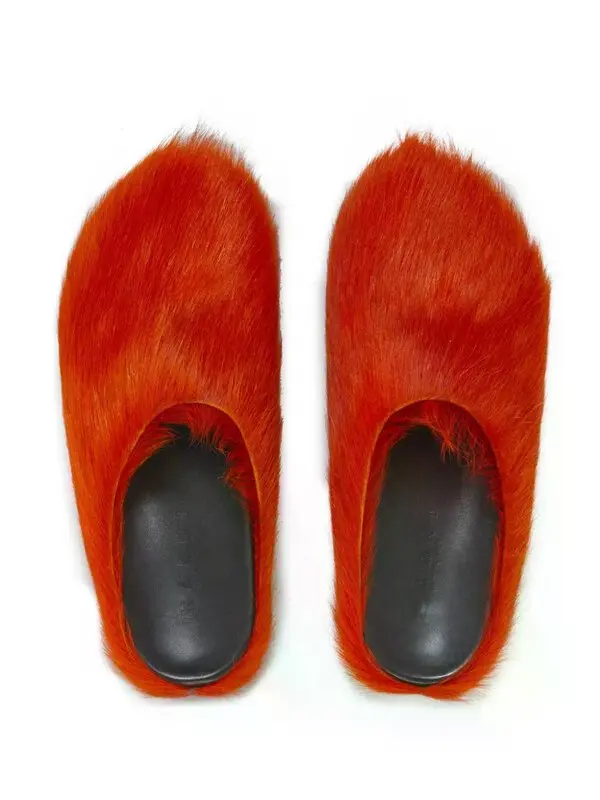 Marni Fussbet Calf-hair Slippers - Orange