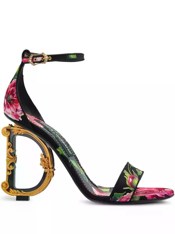 Dolce & Gabbana 115mm Floral-print Buckled High Heel Sandals