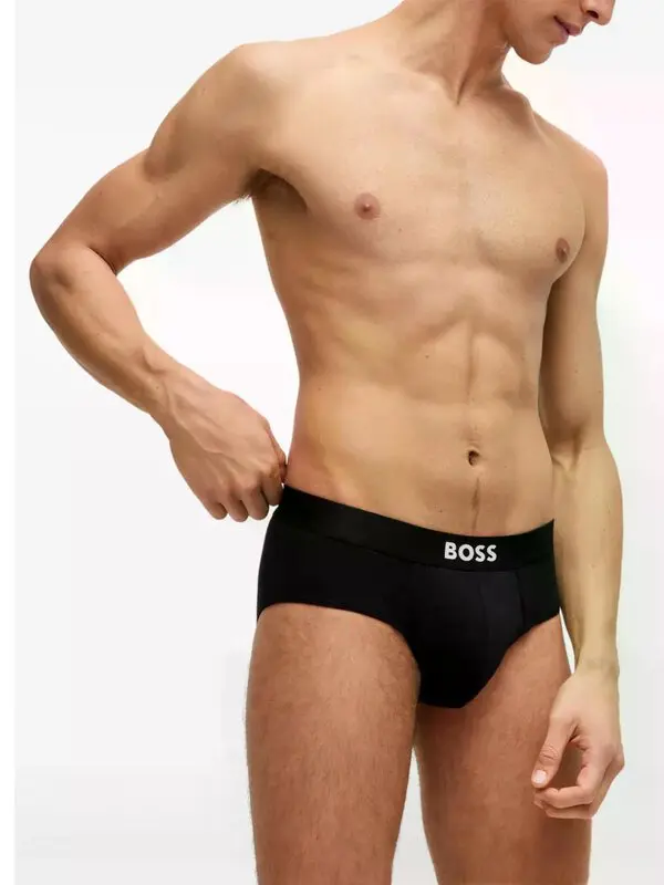BOSS Logo-waistband Briefs - Black