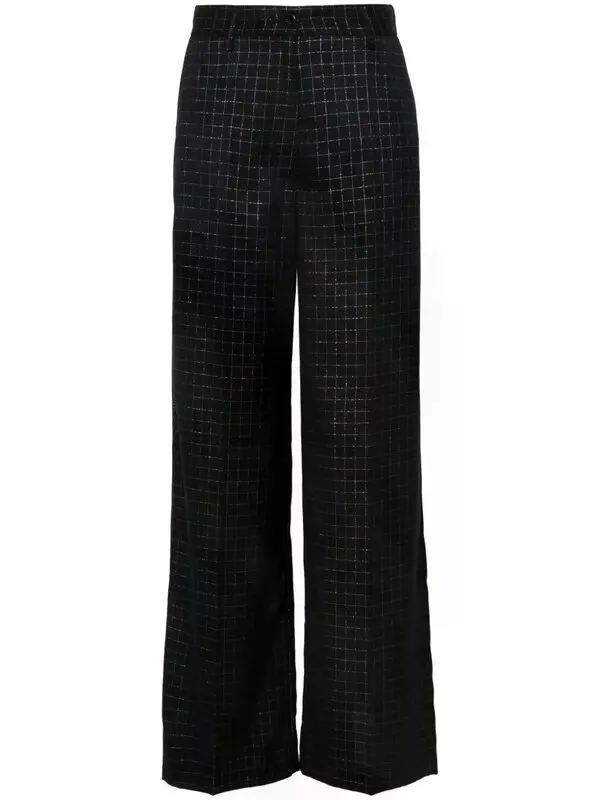 FORTE_FORTE Check-pattern Wide-leg Trousers