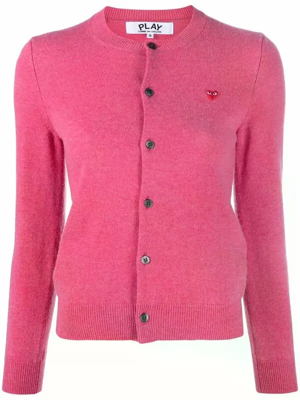 Play Comme Des Garcon Logo-patch Fine-knit Cardigan