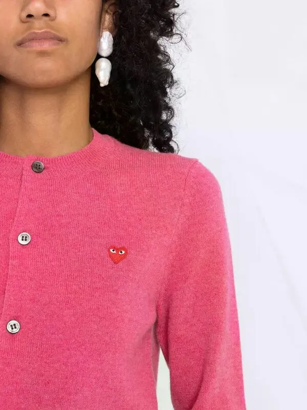 Play Comme Des Garcon Logo-patch Fine-knit Cardigan