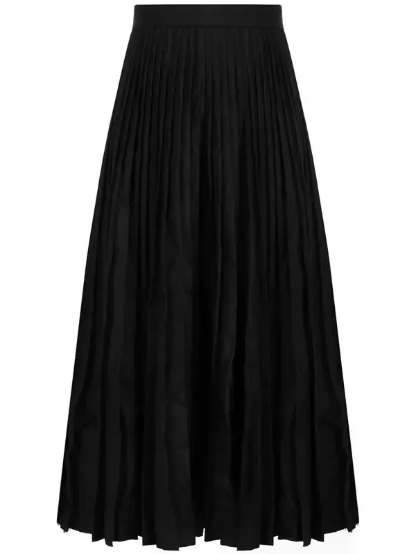 Balenciaga Creased Wool Pleated Midi Skirt