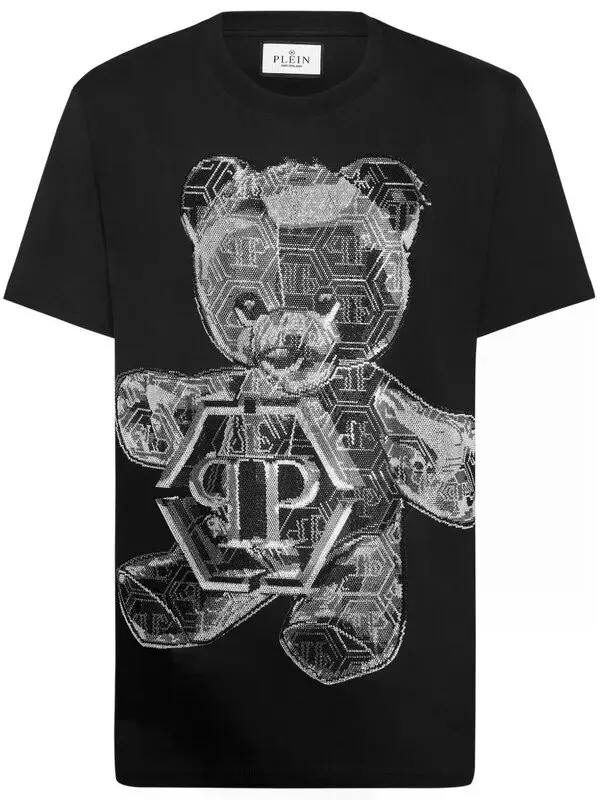 Philipp Plein Teddy Bear-appliqué Cotton Shirt - Black