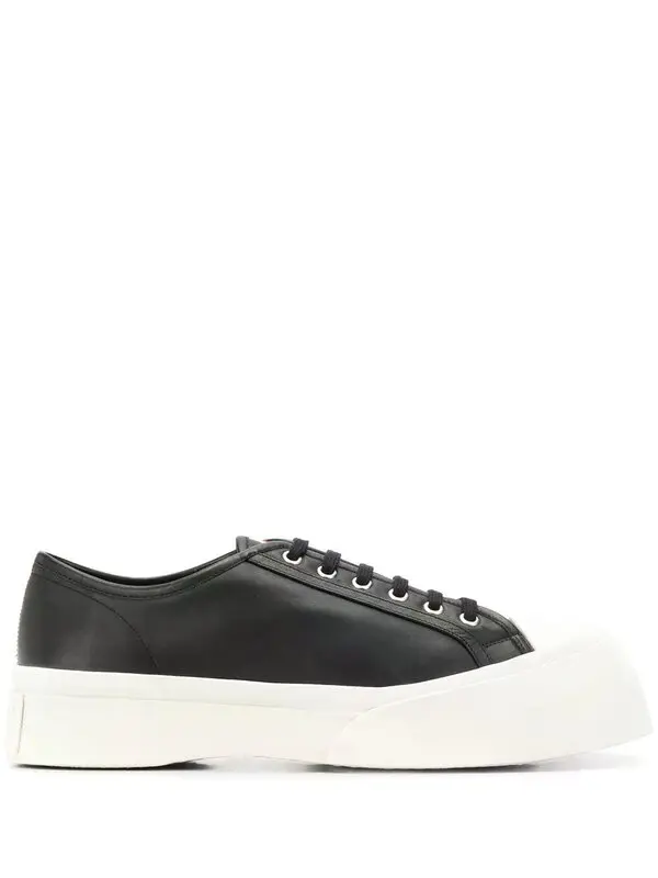 Marni Pablo Leather Flatform Sneakers - Black