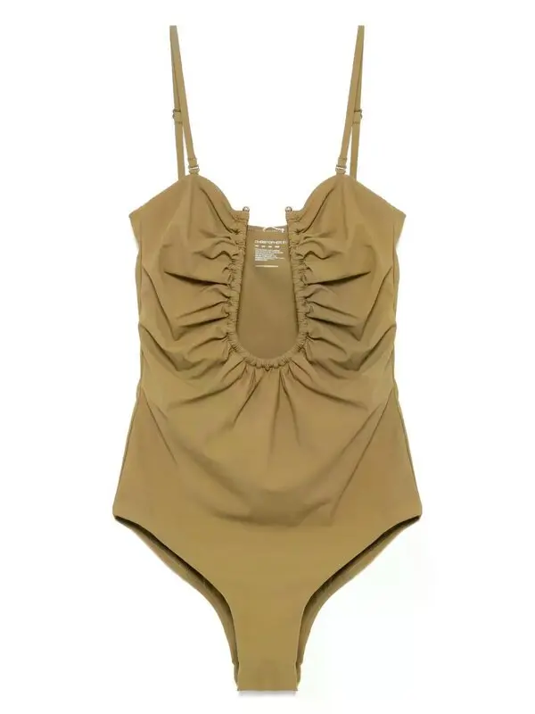 Christopher Esber Arced Ruched Swimsuit - Brown
