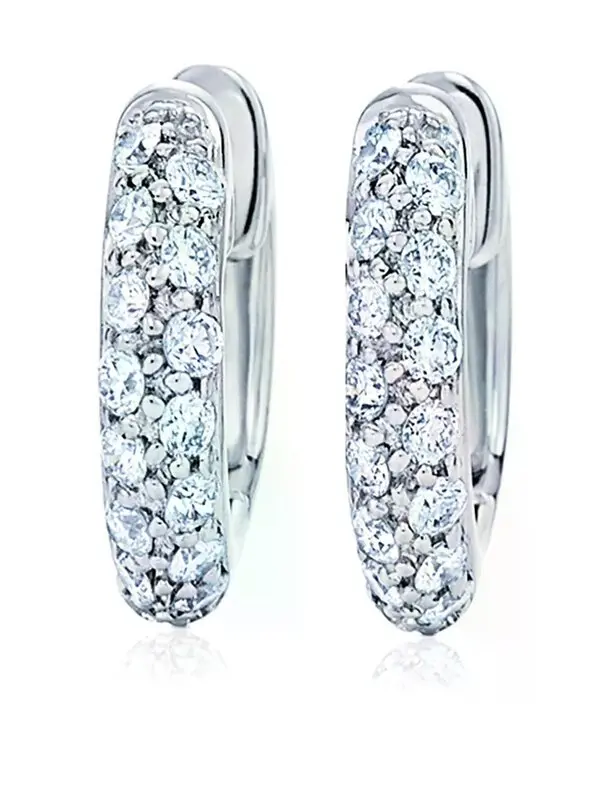 Kwiat 18kt White Gold Petite Moonlight Pavé Diamond Hoop Earrings - Silver