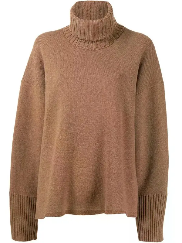 Proenza Schouler Cashmere Roll Neck Drop Shoulder Jumper - Brown