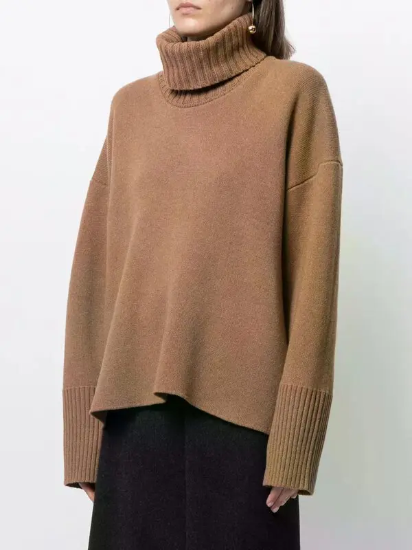 Proenza Schouler Cashmere Roll Neck Drop Shoulder Jumper - Brown