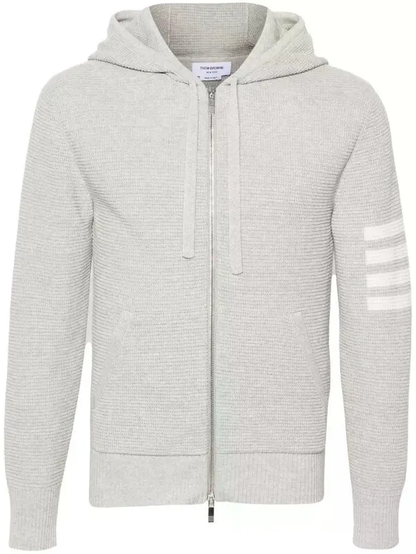 Thom Browne Zip-up Waffle Knit Hoodie