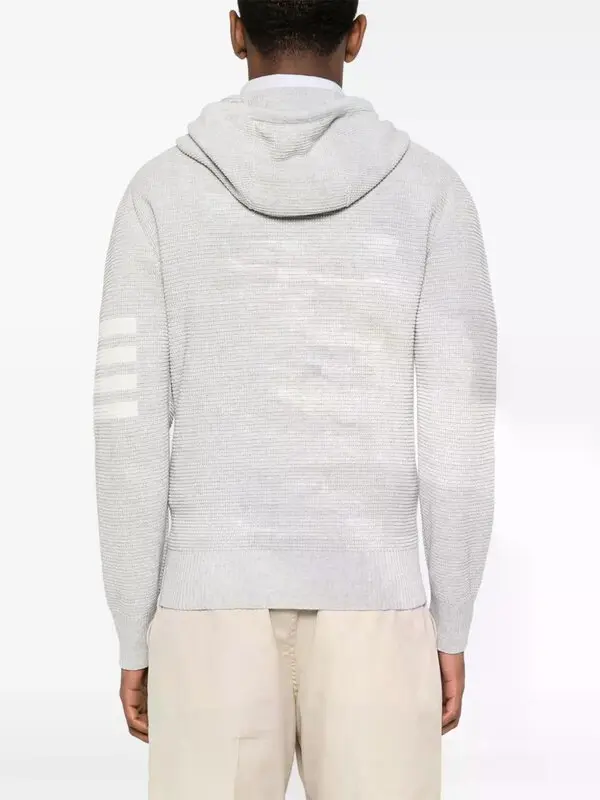 Thom Browne Zip-up Waffle Knit Hoodie