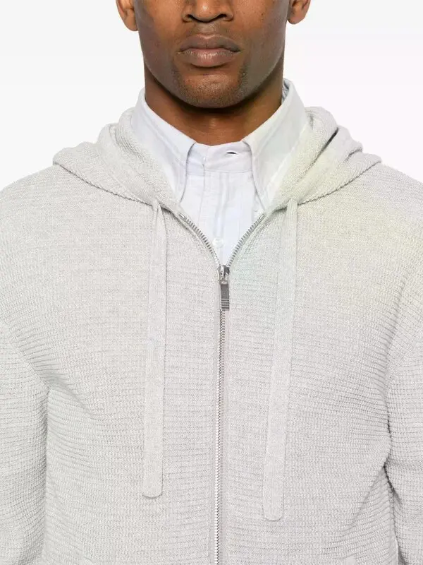 Thom Browne Zip-up Waffle Knit Hoodie
