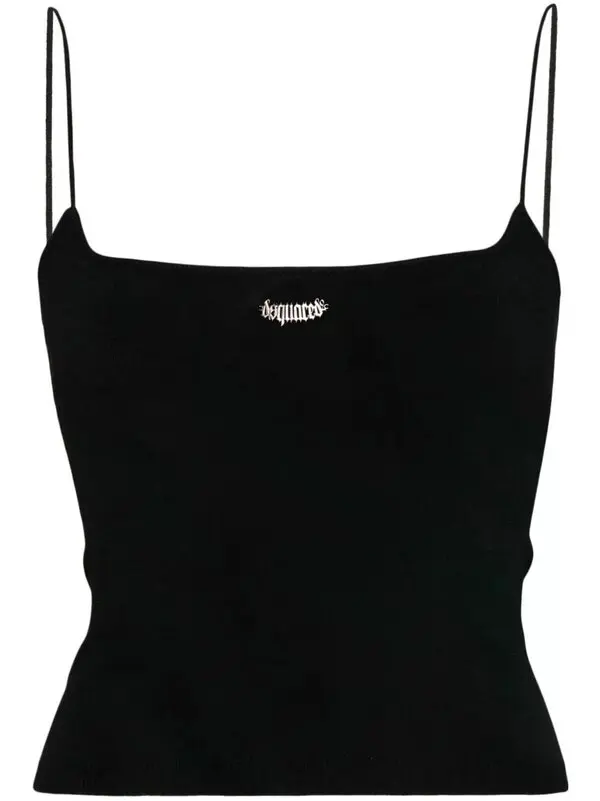 Dsquared2 Fine Knit Logo Plaque Cropped Top