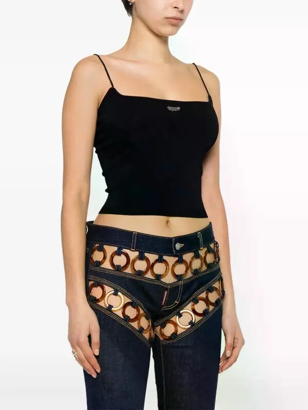 Dsquared2 Fine Knit Logo Plaque Cropped Top