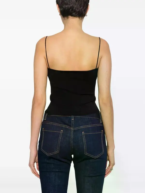 Dsquared2 Fine Knit Logo Plaque Cropped Top