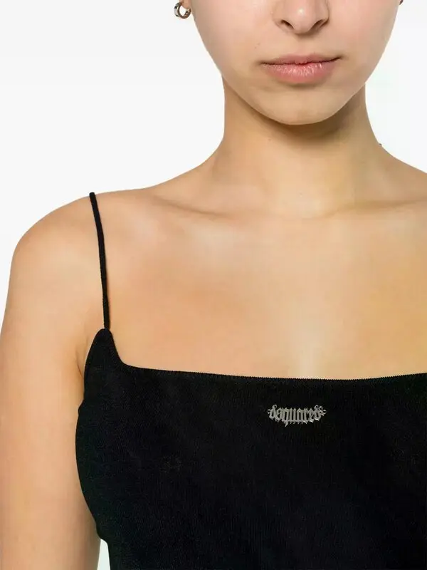 Dsquared2 Fine Knit Logo Plaque Cropped Top