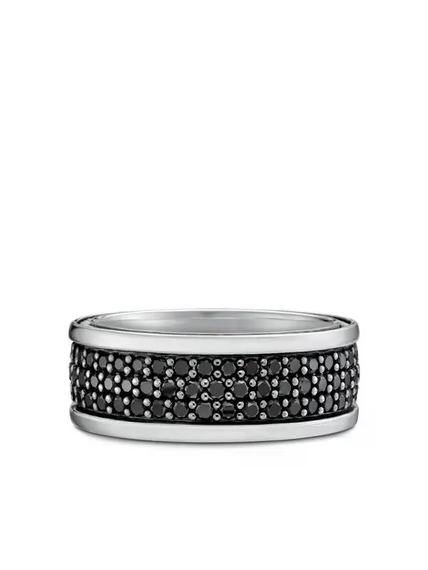 David Yurman Sterling Streamline Three-row Diamond Band Ring - Silver