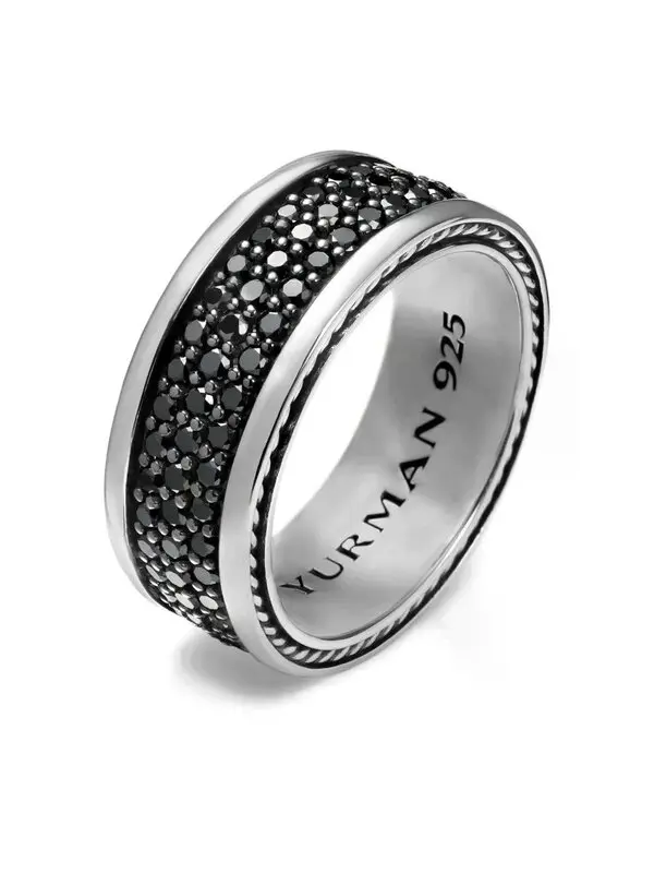 David Yurman Sterling Streamline Three-row Diamond Band Ring