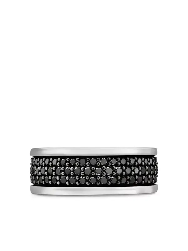 David Yurman Sterling Streamline Three-row Diamond Band Ring