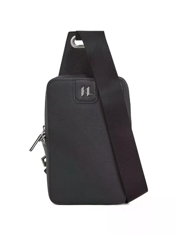 Karl Lagerfeld K/monogram Leather Messenger Bag - Black