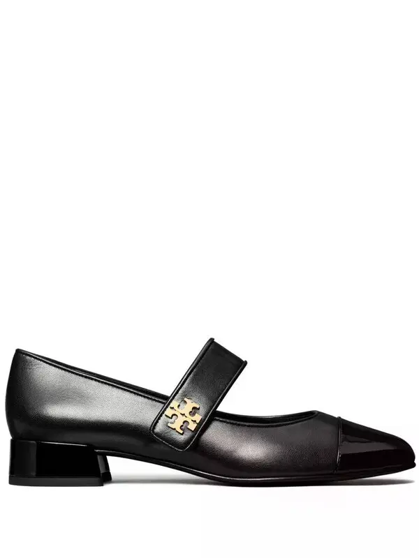 Tory Burch Mary Jane Ballerina Flats With Cap Toe - Black