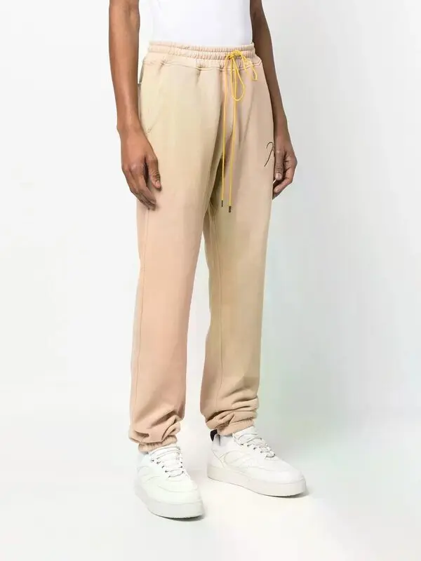 Rhude Embroidered-logo Cotton Track Pants - Neutrals