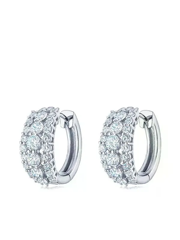 Kwiat 18kt White Gold Lyric Diamond Huggie Earrings - Silver