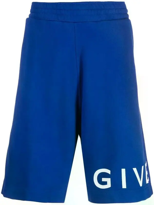 Givenchy Logo-print Knee-length Track Shorts - Blue
