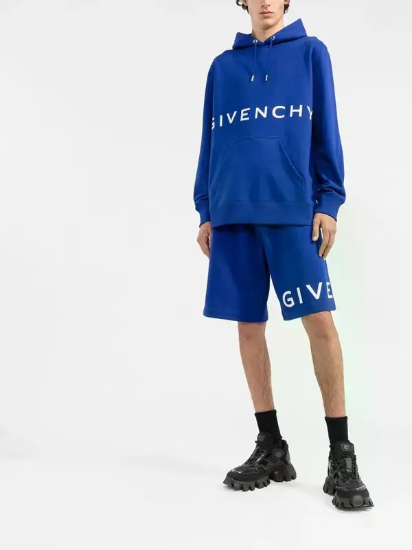 Givenchy Logo-print Knee-length Track Shorts - Blue