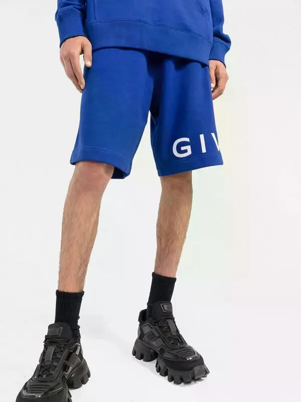 Givenchy Logo-print Knee-length Track Shorts - Blue