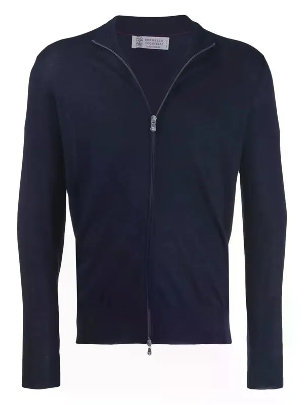 Brunello Cucinelli Zip-up Knit Cardigan - Blue