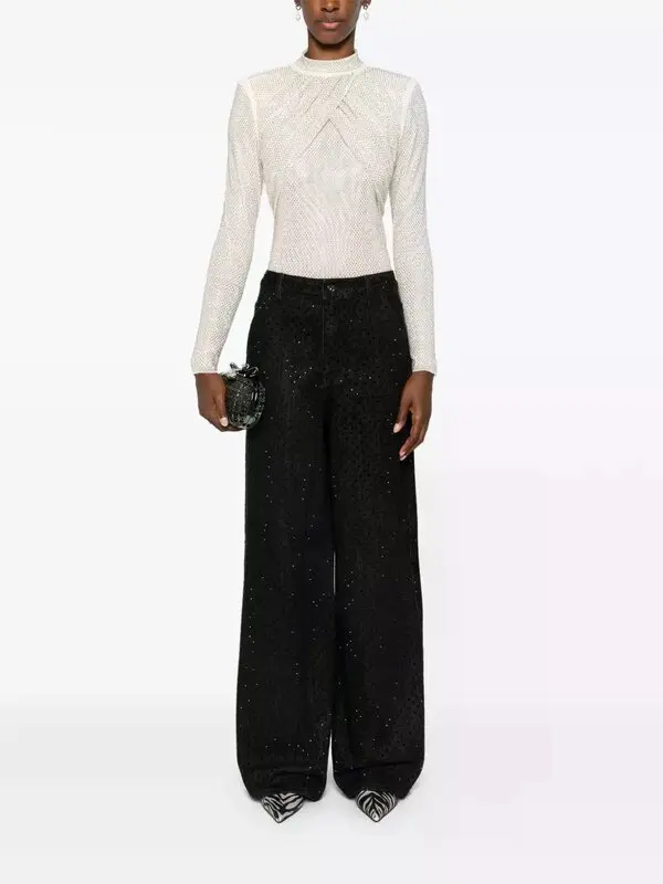 SELF-PORTRAIT Rhinestone-embellished Straight Leg Jeans