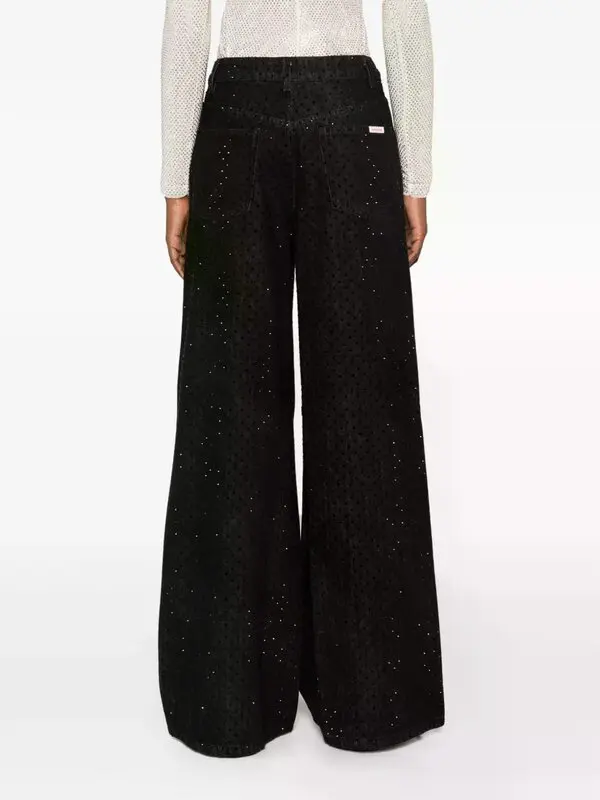 SELF-PORTRAIT Rhinestone-embellished Straight Leg Jeans